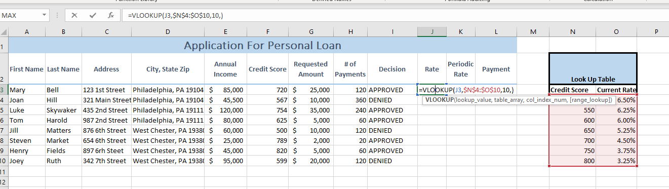 Solved 4. Create a VLOOKUP function in cell J3 that uses the | Chegg.com