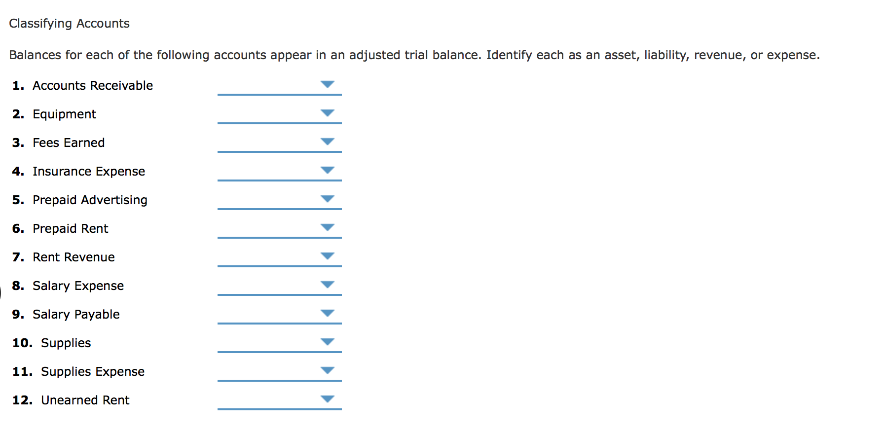 Solved Classifying Accounts Balances for each of the | Chegg.com