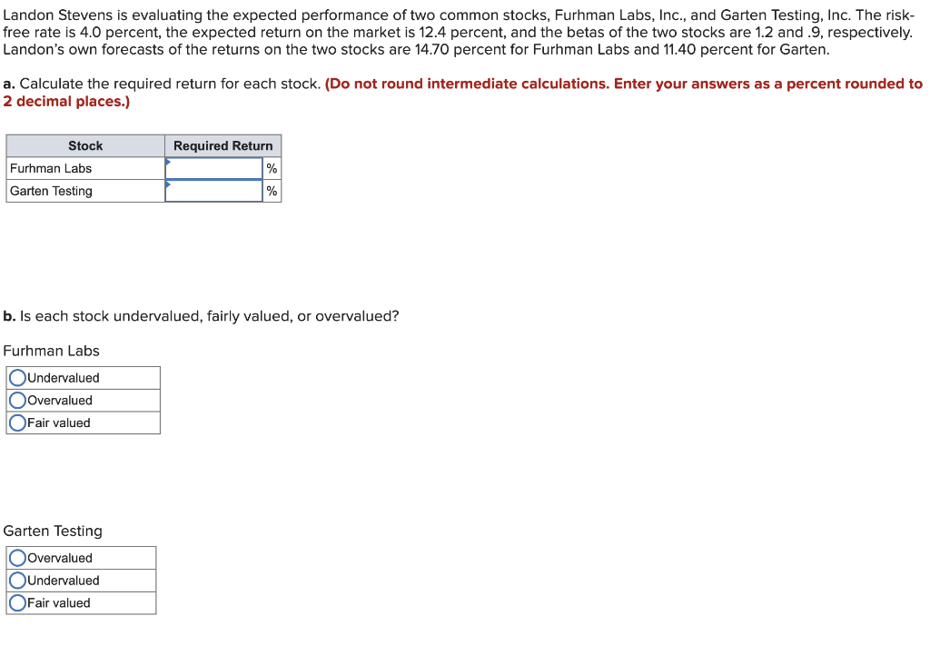 Solved Landon Stevens is evaluating the expected performance | Chegg.com
