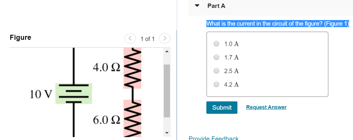Solved Part A What is the current in the circuit of the | Chegg.com