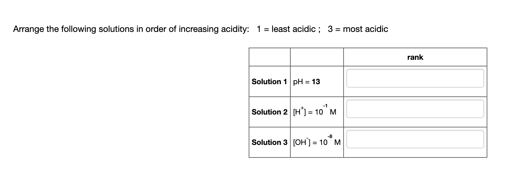 Solved Arrange the following solutions in order of | Chegg.com