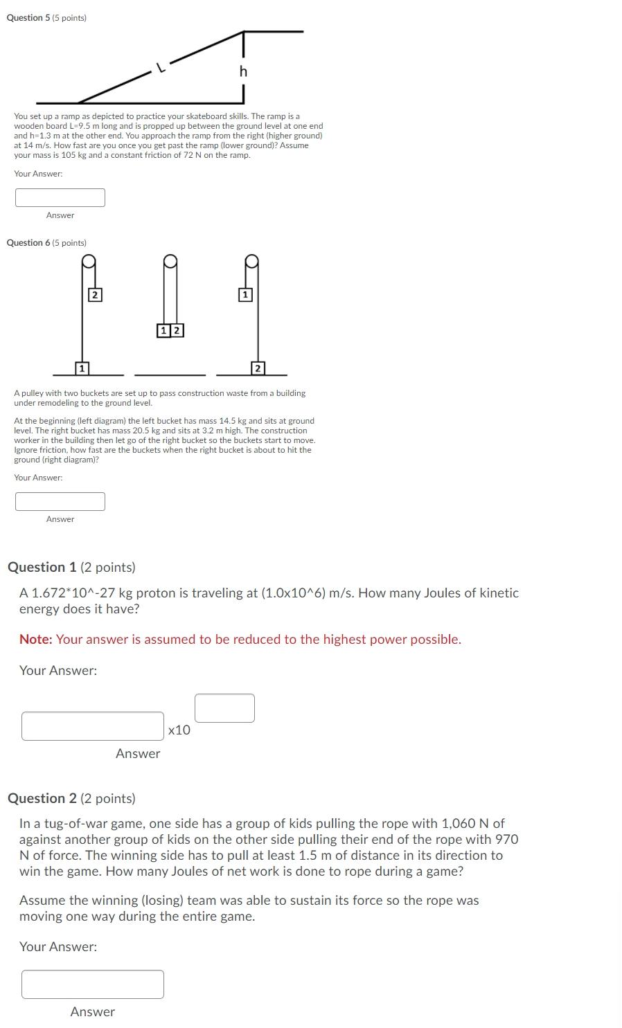 Solved Question 5 (5 points) h You set up a ramp as depicted | Chegg.com