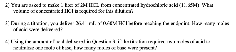Solved 2) You are asked to make 1 liter of 2M HCL from | Chegg.com