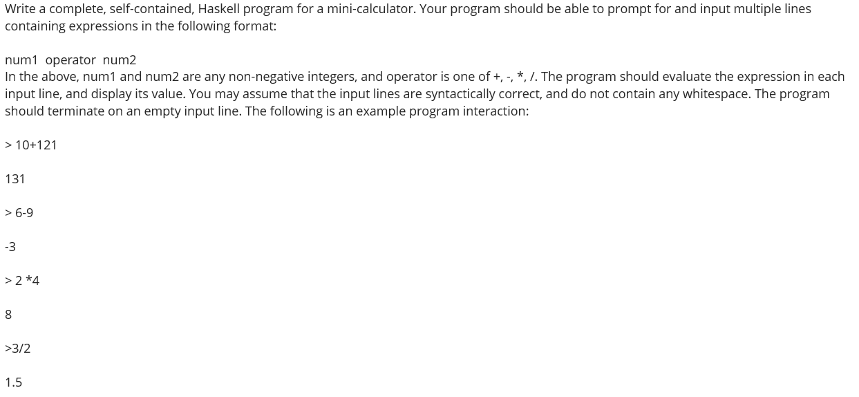 Solved Write A Complete Self Contained Haskell Program For 