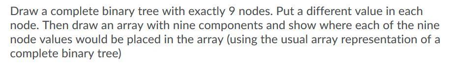 Solved Draw a complete binary tree with exactly 9 nodes. Put | Chegg.com
