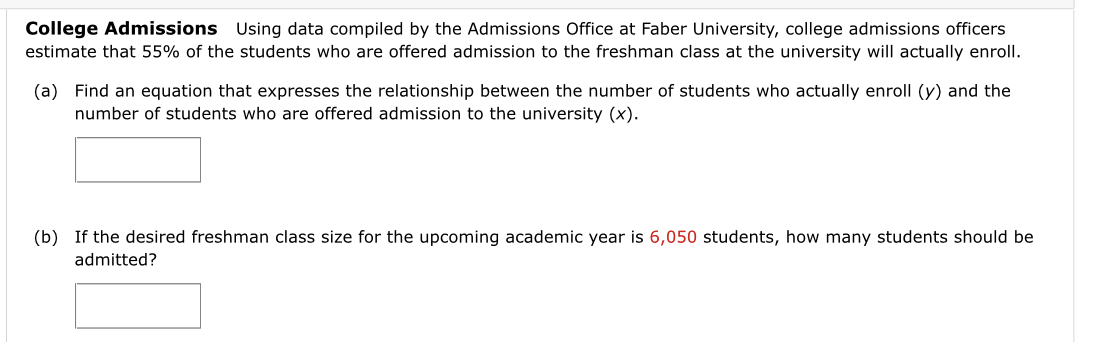 Solved College Admissions Using data compiled by the | Chegg.com