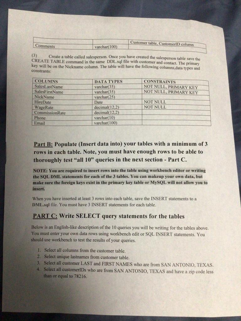 Solved ITEC 3200 Chapter 3 SQL-SELECTS PART A: Run the | Chegg.com