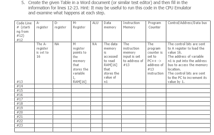 Solved 5. Create the given Table in a Word document (or | Chegg.com
