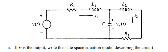 Solved a. If i2 is the output, write the state space | Chegg.com