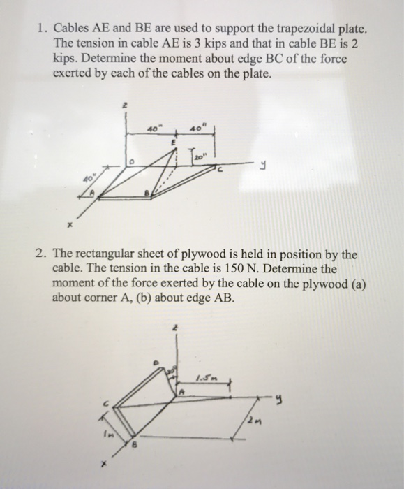 Solved Cables AE and BE are used to support the trapezoidal | Chegg.com