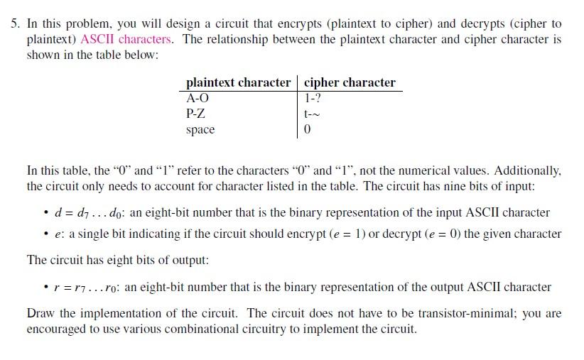 Solved 5. In this problem, you will design a circuit that | Chegg.com