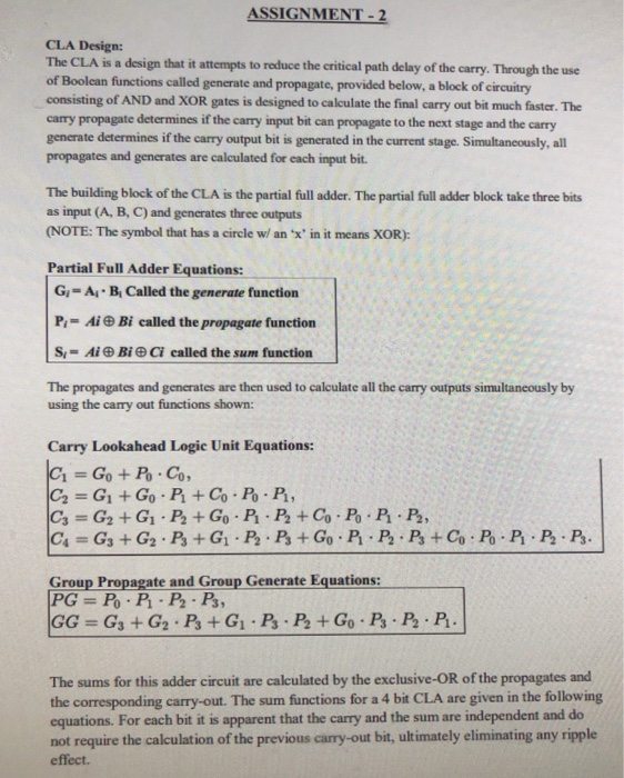 High level block diagram view of 4-bit CLA: Full | Chegg.com