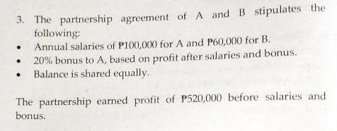Solved PROBLEM 3: EXERCISES 1. Partners A and B share in | Chegg.com