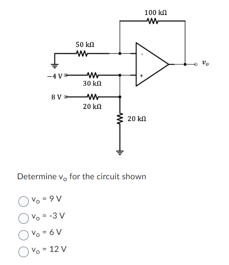 Solved Determine v0 for the circuit shown vo=9 Vvo=−3 Vvo=6 | Chegg.com