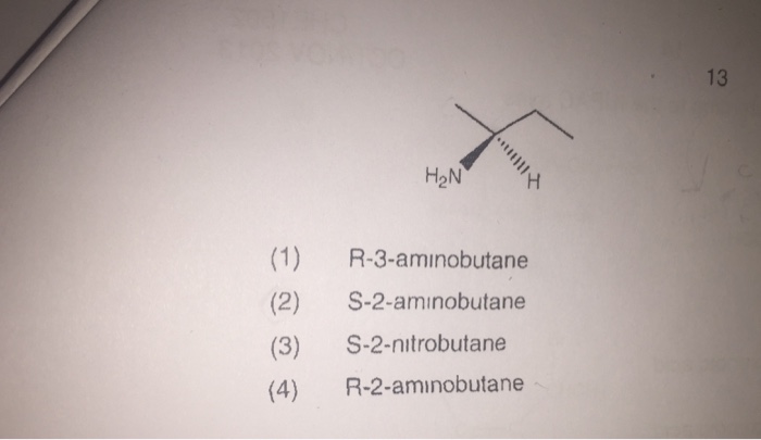 Solved 13 (1) R-3-aminobutane (2) S-2-aminobutane (3) | Chegg.com