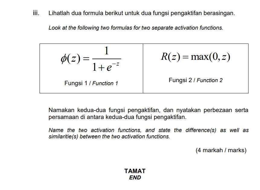 Solved iii. Lihatlah dua formula berikut untuk dua fungsi | Chegg.com