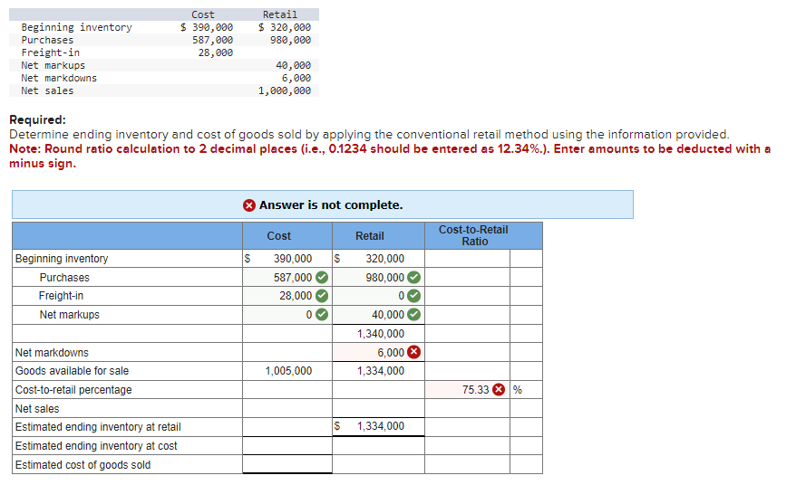 Solved Exercise 9-14 (Algo) Conventional retail method | Chegg.com Solved Exercise 9-14 (Algo) Conventional retail method | Chegg.com