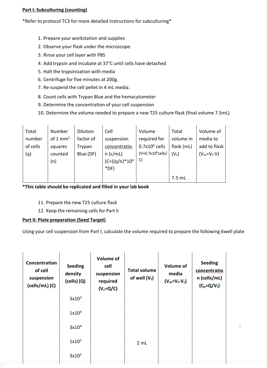 Solved Part II: Subculturing (20 marks)In a table, provide | Chegg.com
