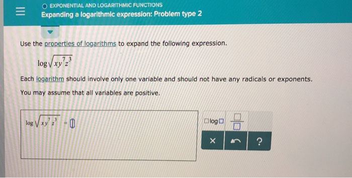 Solved O EXPONENTIAL AND LOGARITHMIC FUNCTIONS Expanding a | Chegg.com