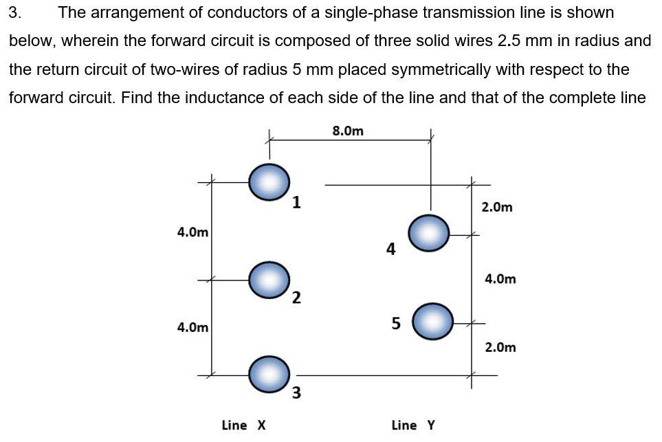 Solved 3. The arrangement of conductors of a single-phase | Chegg.com