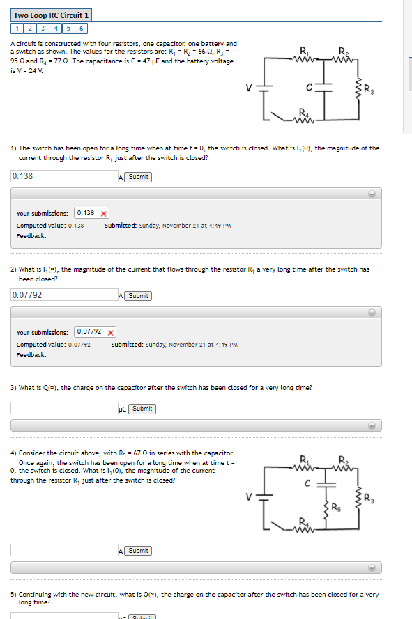 Solved Two Loop RC Circuit 1 1 2 3 4 5 6 A circuit is | Chegg.com