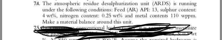 Solved 7.4. The atmospheric residue desulphurization unit | Chegg.com