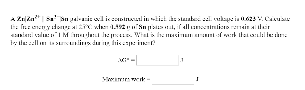 Solved A Zn Zn2+ ||Sn2+|Sn galvanic cell is constructed in | Chegg.com