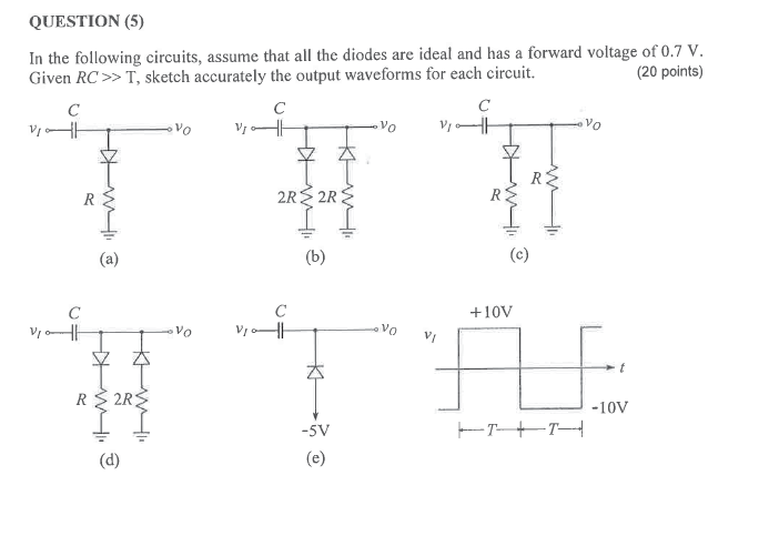 Solved In the following circuits, assume that all the diodes | Chegg.com
