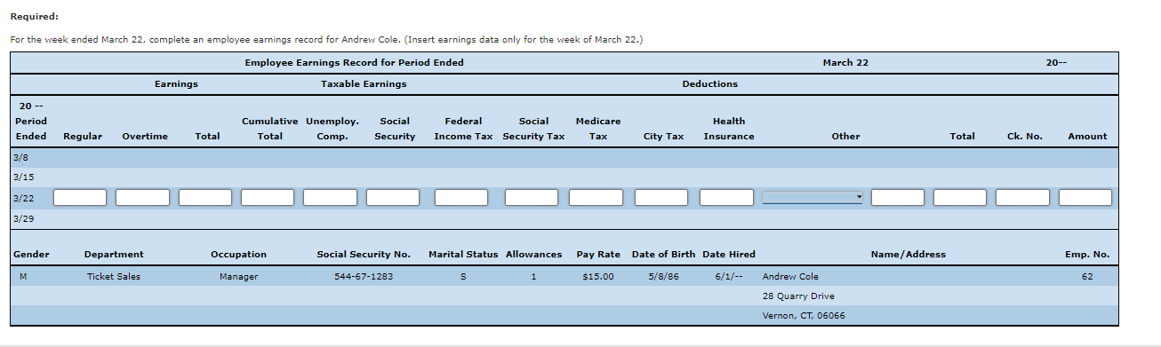 Employee Earnings Record Mary’s Luxury Travel uses a | Chegg.com