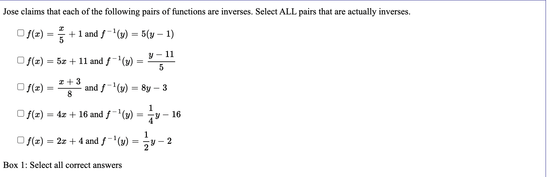 Solved Jose claims that each of the following pairs of | Chegg.com