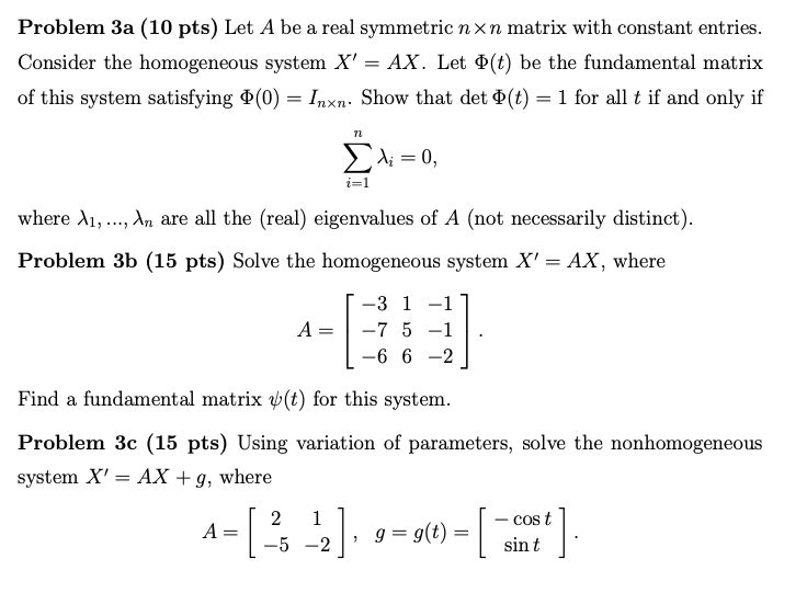 Solved Problem 3a 10 Pts Let A Be A Real Symmetric Nxn 2051