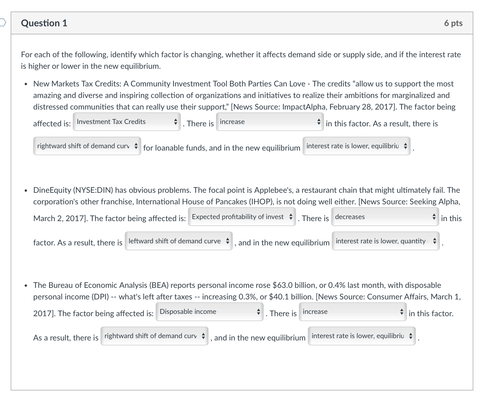 Solved Question 1For each of the following, identify which | Chegg.com