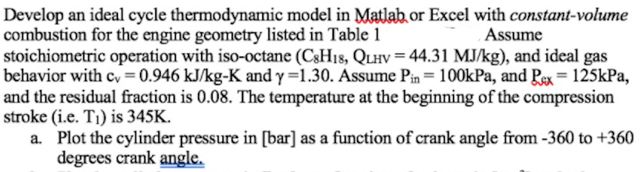 Solved Develop an ideal cycle thermodynamic model in Matlab | Chegg.com