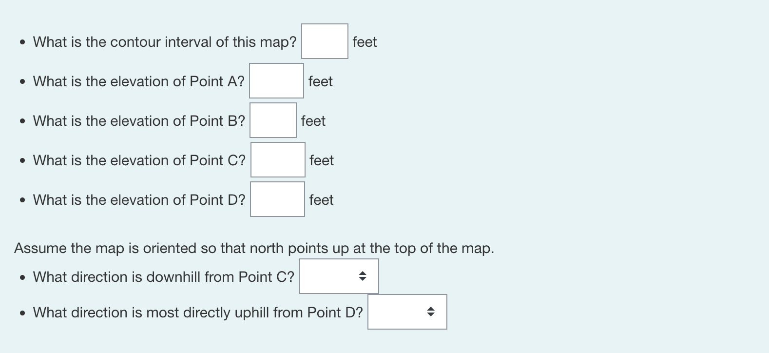 Solved - What is the contour interval of this map? feet - | Chegg.com