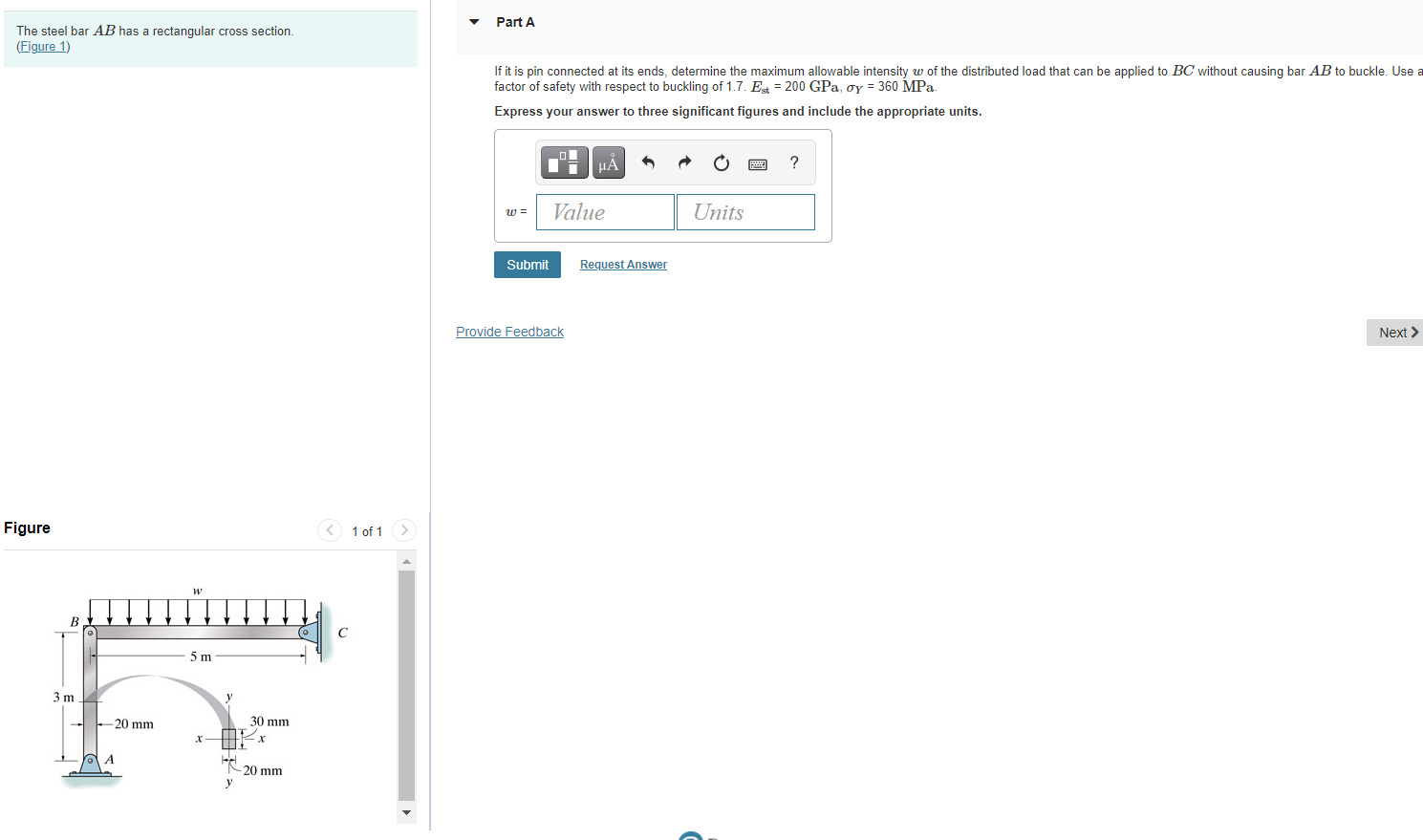 Solved The steel bar AB has a rectangular cross section. | Chegg.com