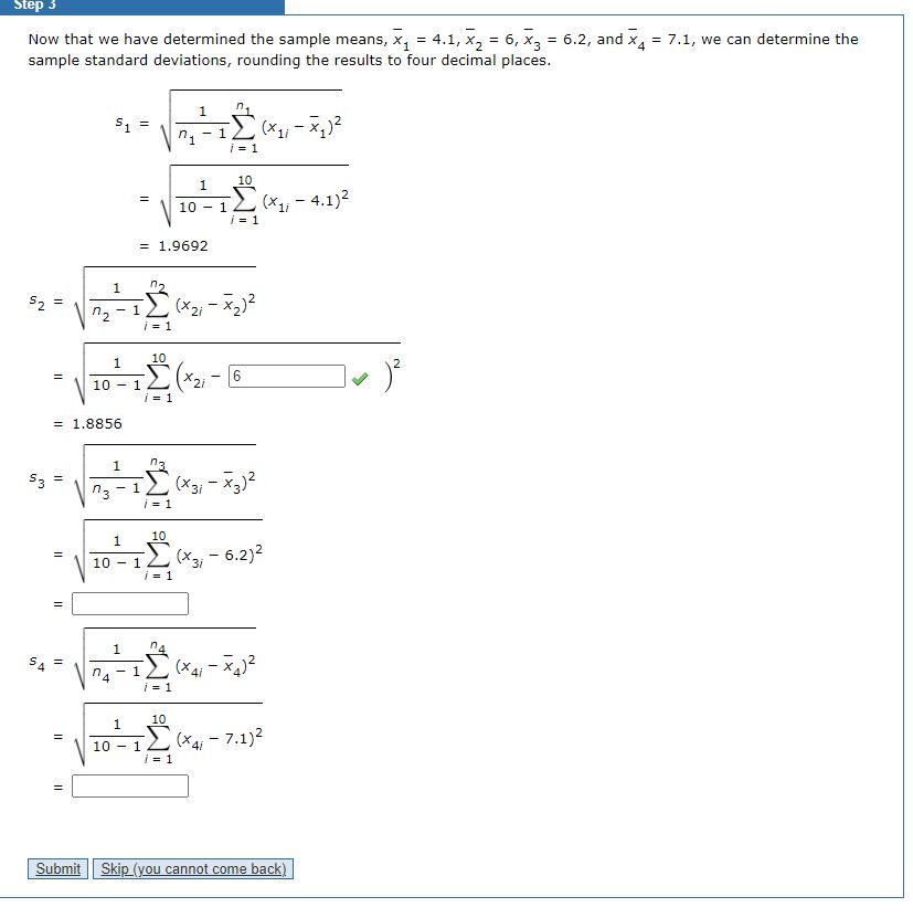 Solved Now that we have determined the sample means, | Chegg.com