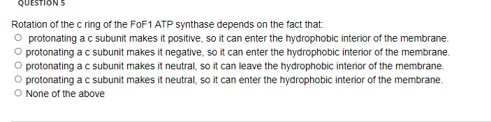 Solved QUESTIONS Rotation of the cring of the FoF1 ATP | Chegg.com