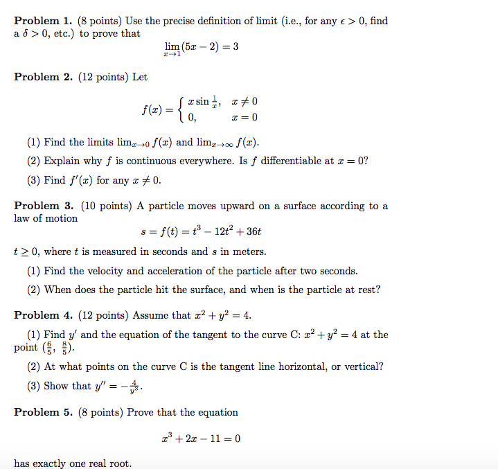 Solved Problem 1. (8 points) Use the precise definition of | Chegg.com