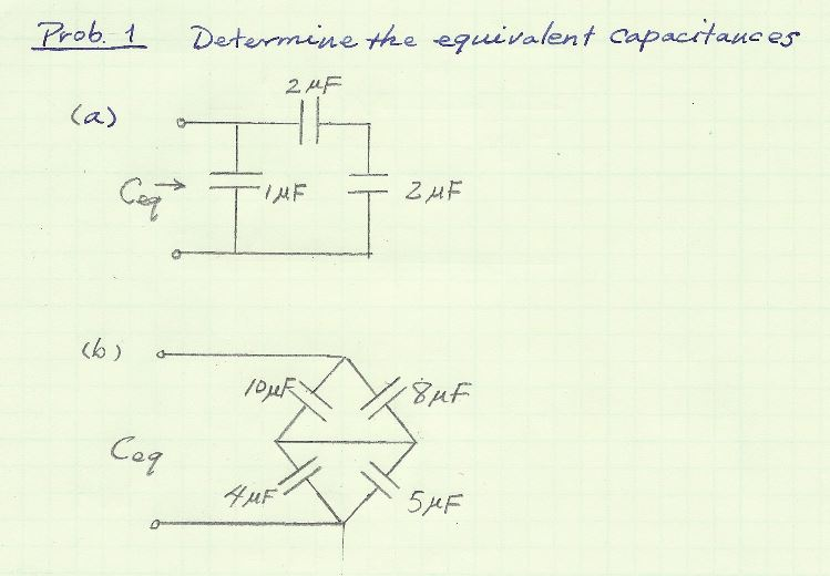 Solved Prob. 1 Determine the equivalent capacitances 24F (a) | Chegg.com Solved Prob. 1 Determine the equivalent capacitances 24F (a) | Chegg.com