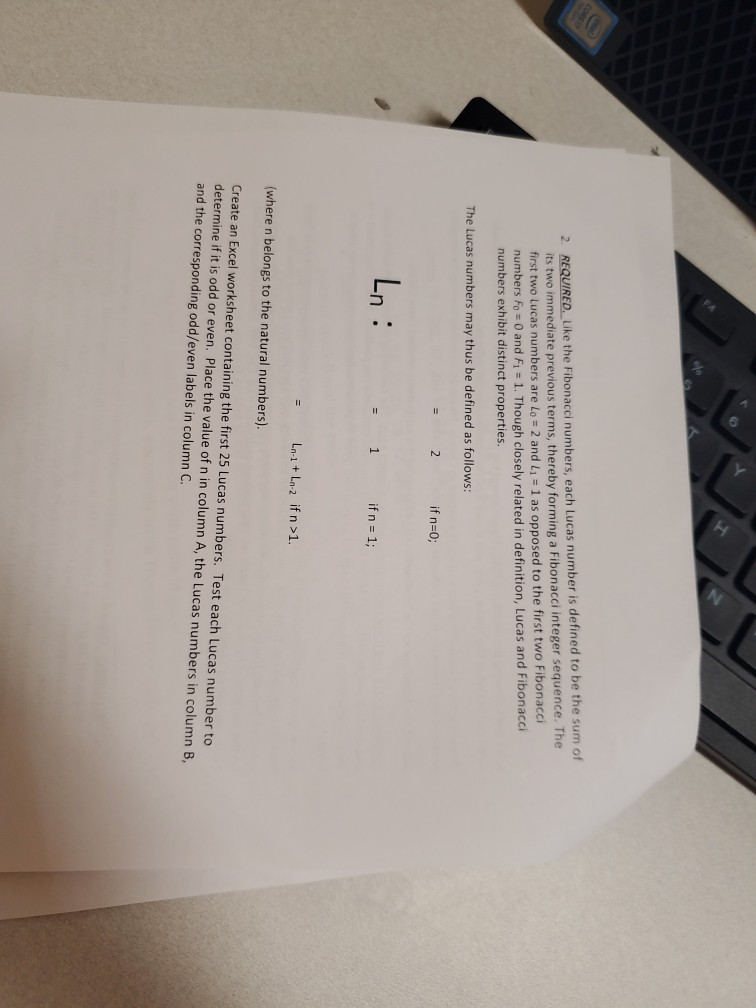 Solved 2 Required Like Fibonacci Numbers Lucas Number Defined Sum Two Immediate Previous