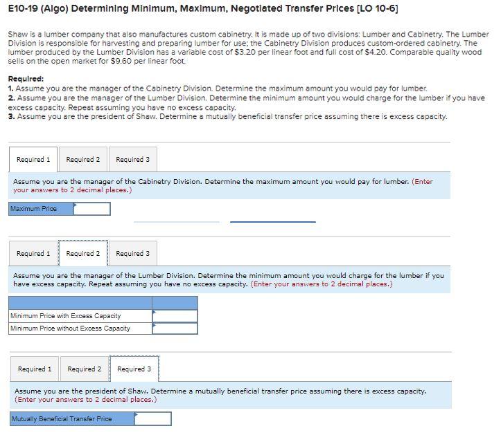 Solved E10-19 (Algo) Determining Minimum, Maximum, | Chegg.com