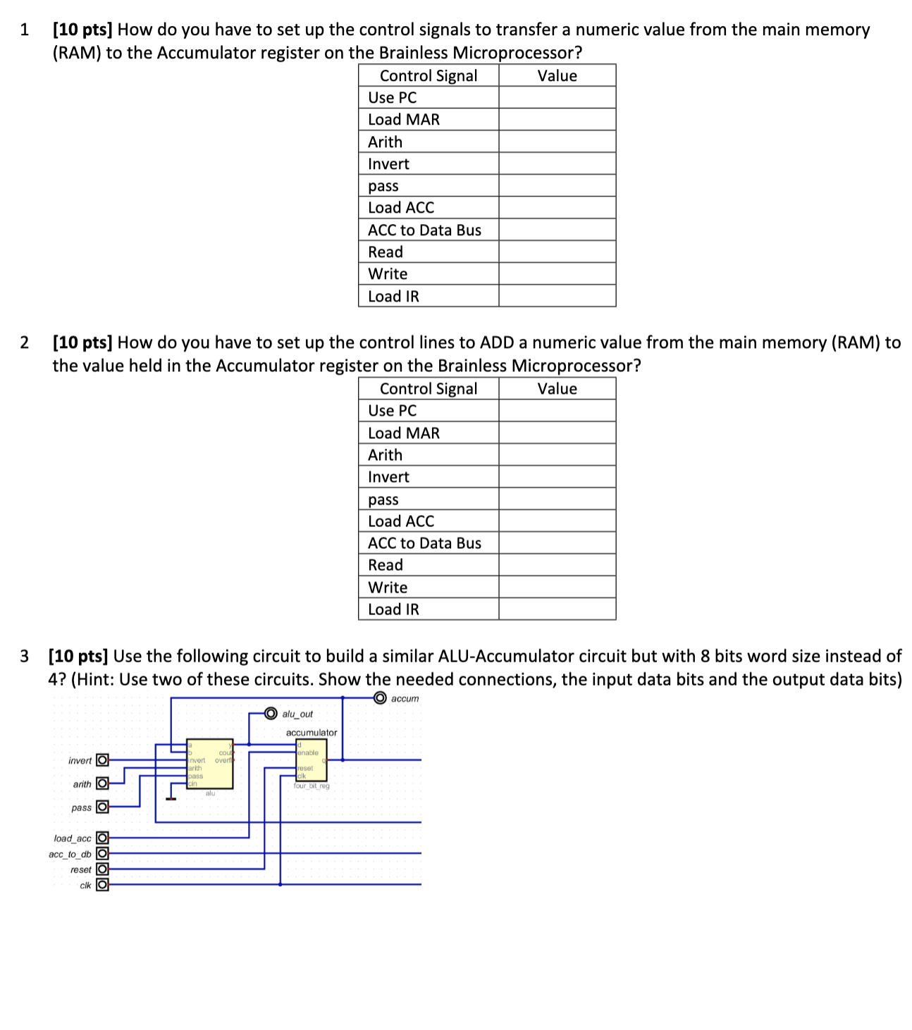 Solved 5 [10 Pts] Design An Instruction That Subtracts An