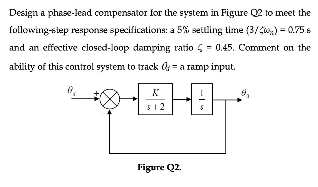 Solved Design a phase-lead compensator for the system in | Chegg.com