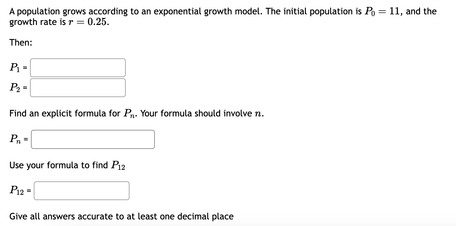 Solved A population grows according to an exponential growth | Chegg.com