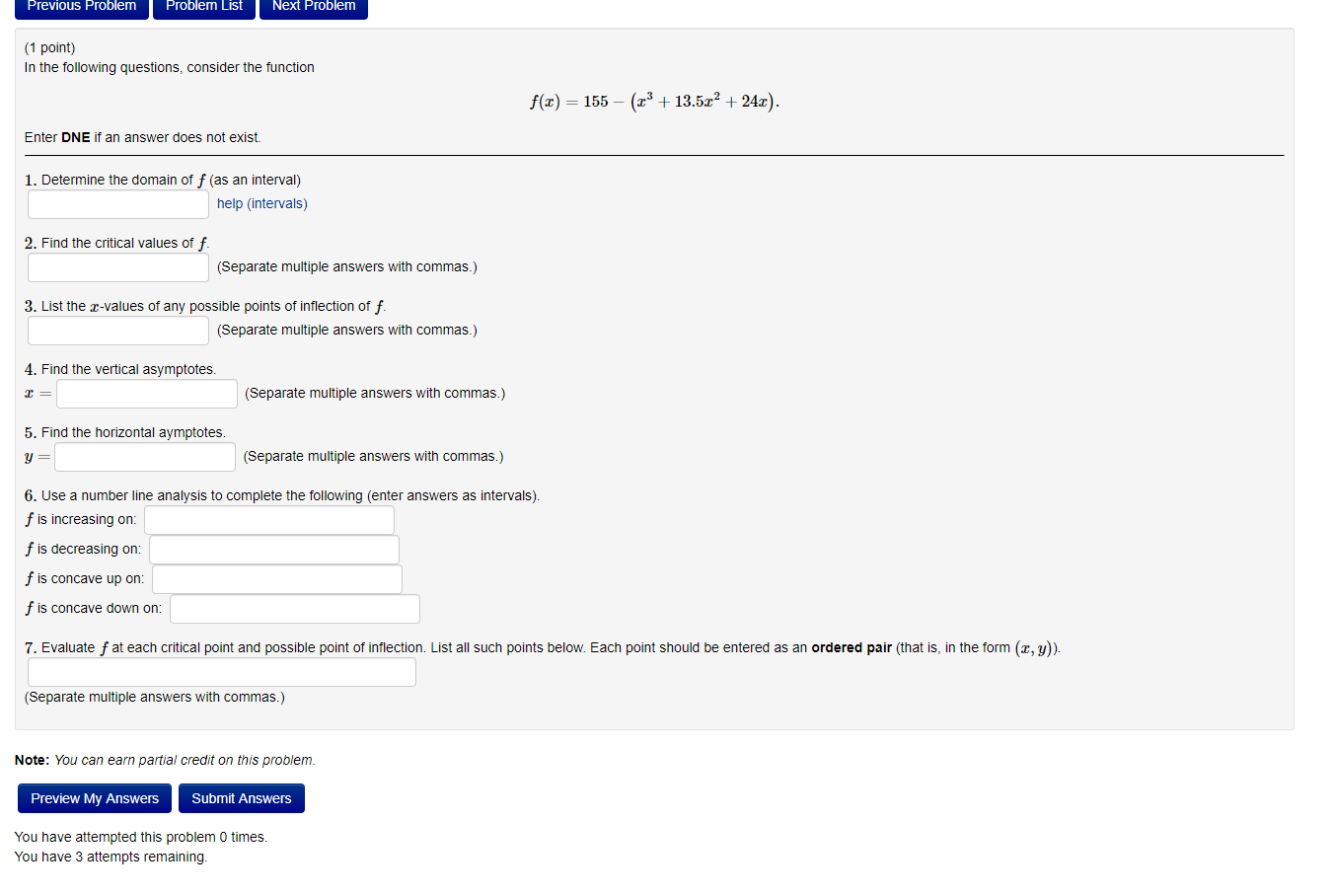 Solved Previous Problem Problem List Next Problem (1 point) | Chegg.com