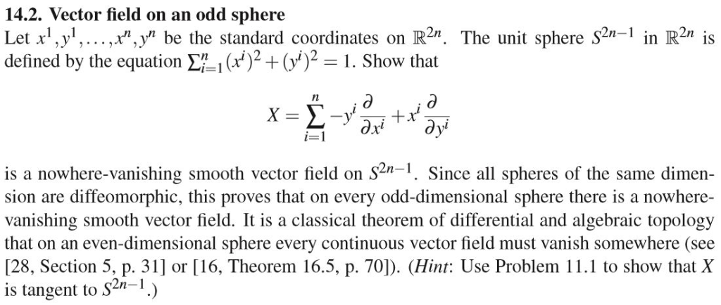 Solved 14.2. Vector field on an odd sphere Let | Chegg.com