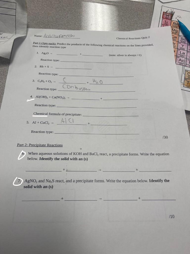 Solved Part L(2pts each); Predict the products of the | Chegg.com