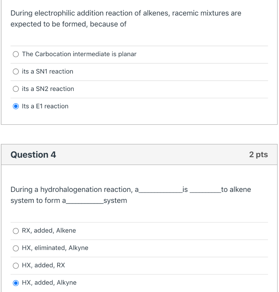 Solved During electrophilic addition reaction of alkenes, | Chegg.com