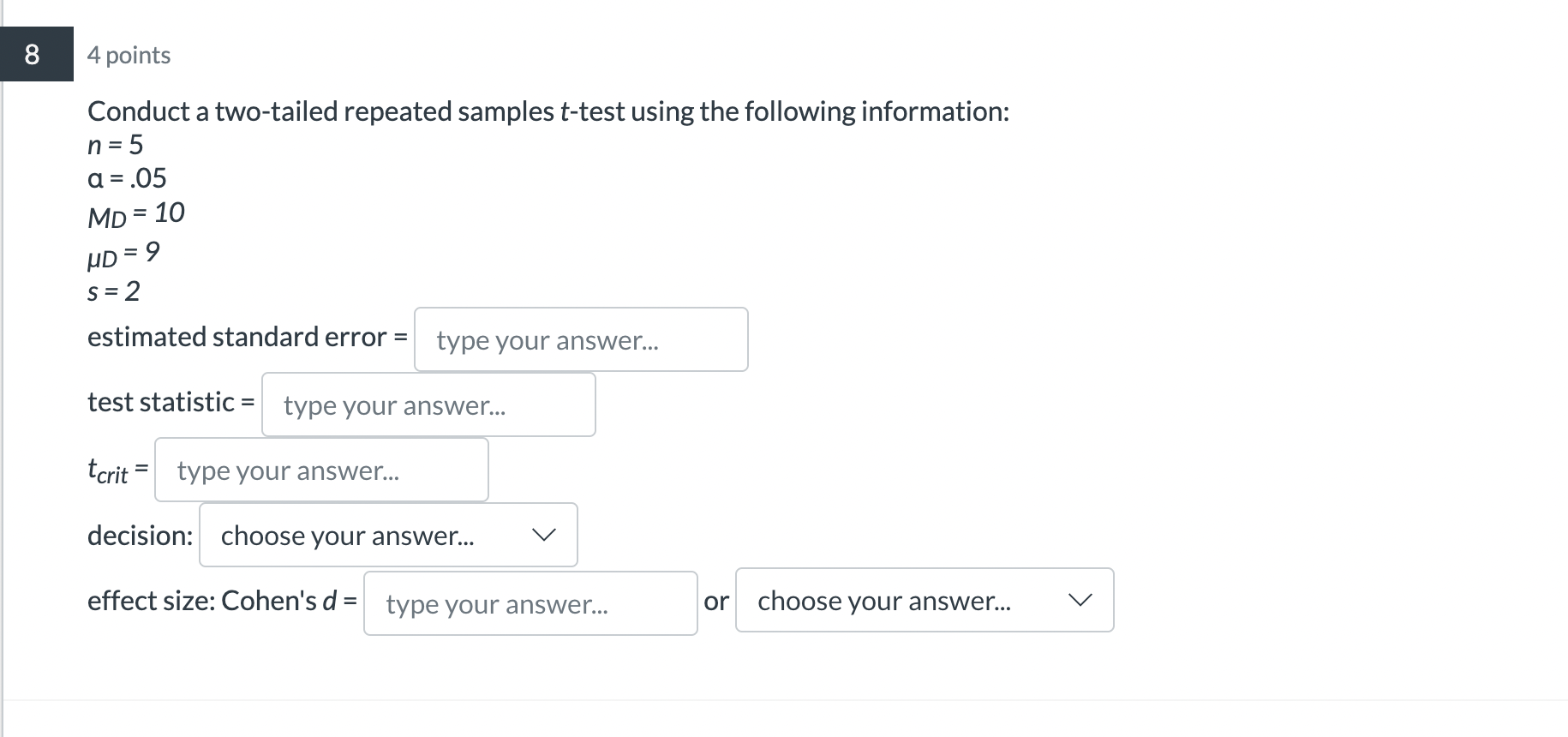 Solved 84 ﻿pointsConduct a two-tailed repeated samples | Chegg.com