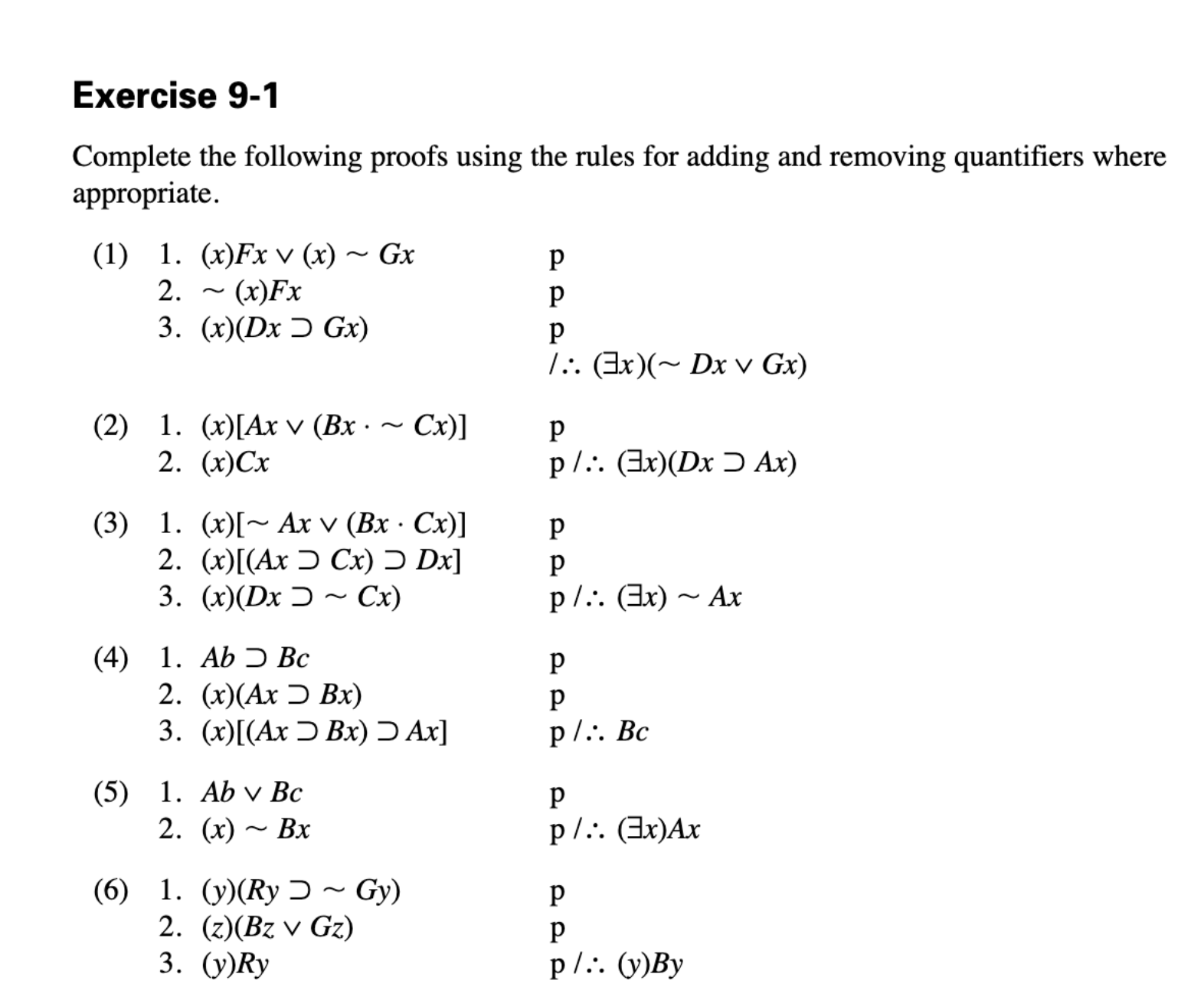 Solved Exercise 9-11, 3, ﻿and 5Complete the following proofs | Chegg.com